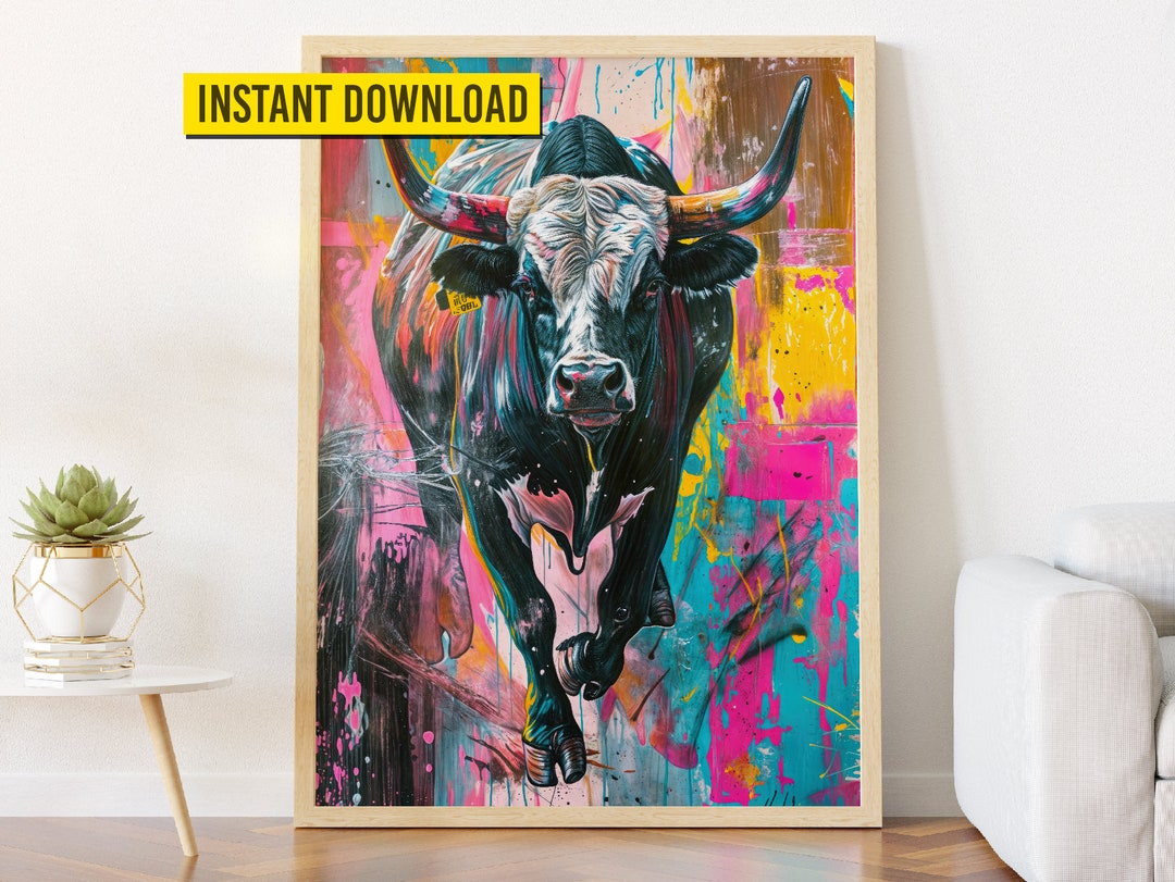 Rodeo Bull Digital Wall Art Design | Printable Western Wall Art | Rodeo ...