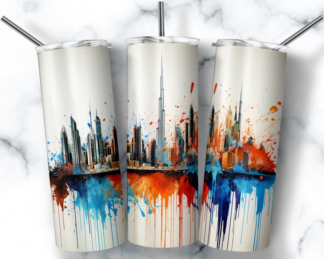 Dubai Skyline Tumbler Sublimation Design: 20 Oz Skinny Tumbler (digital ...