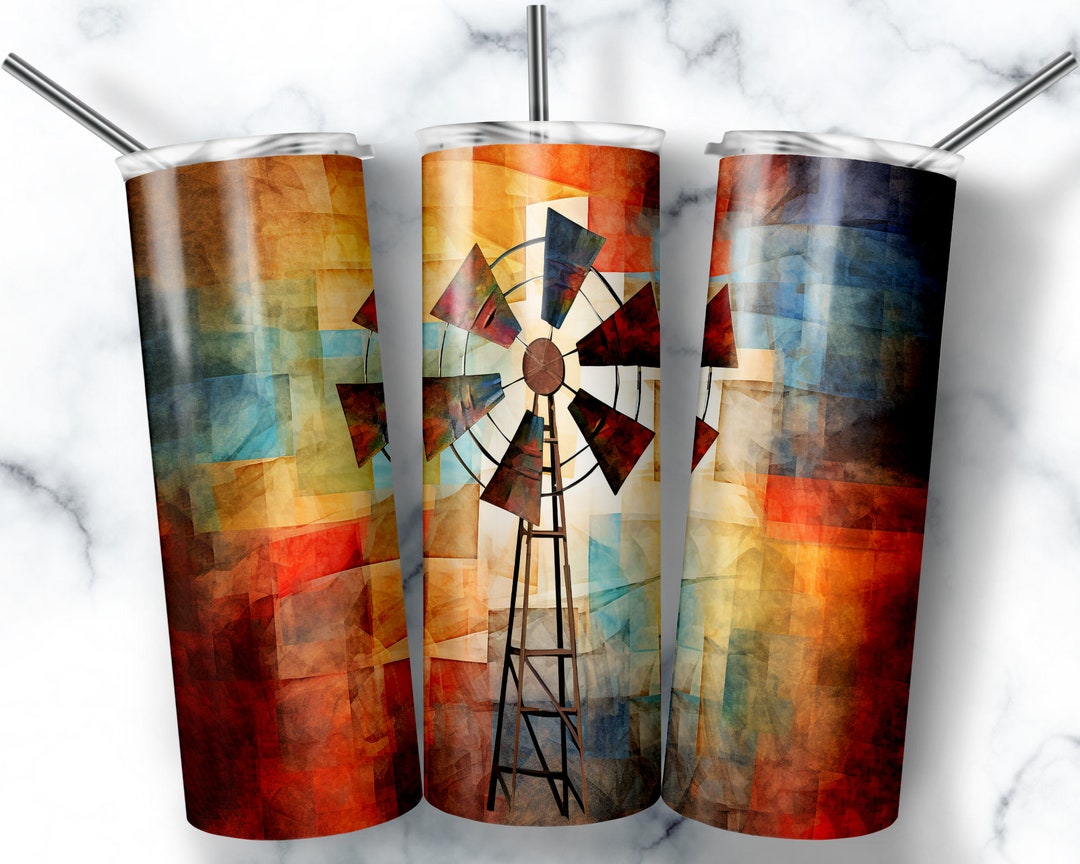 20 Oz Skinny Tumbler Sublimation Design Template Windmill Tumbler ...