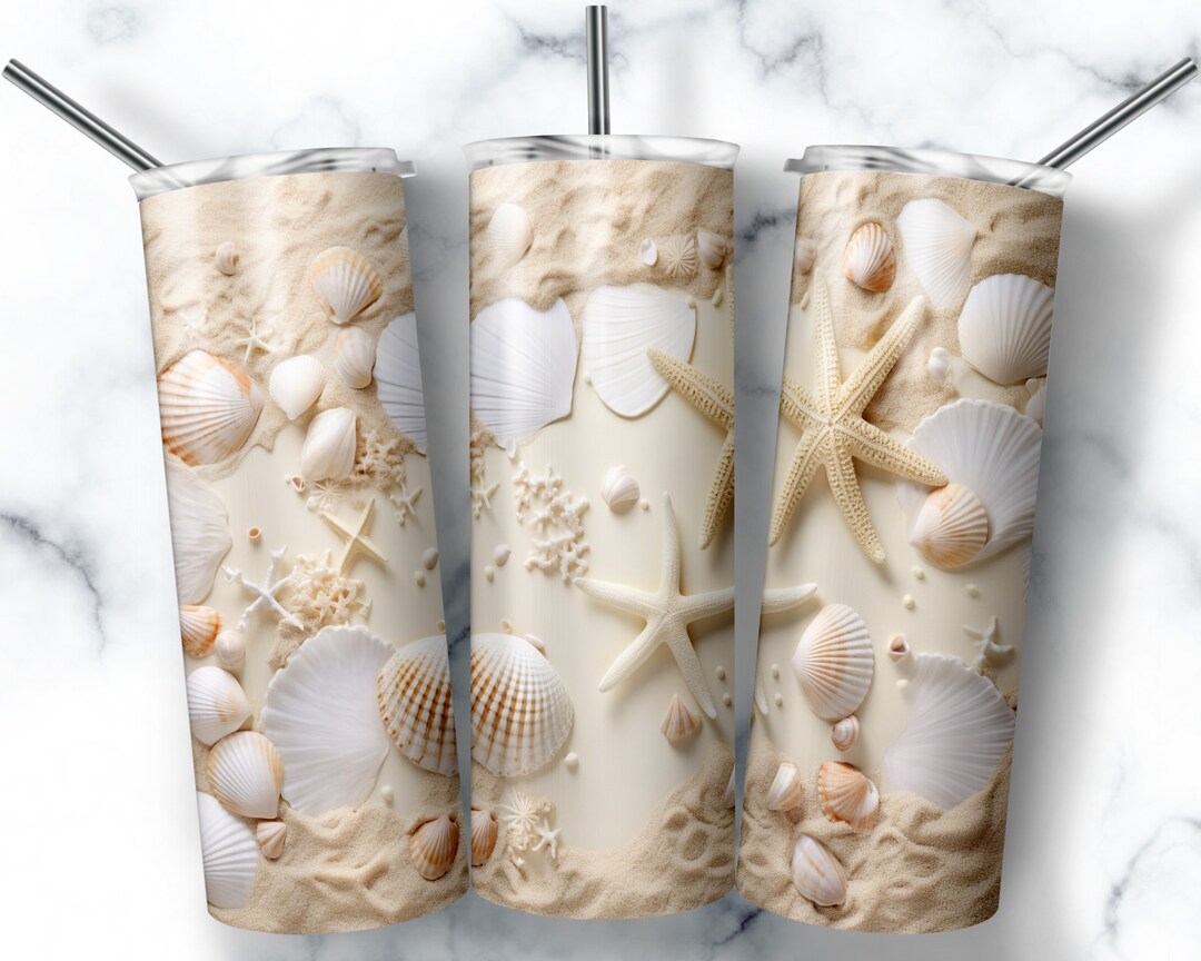 Beach Seashells Tumbler Sublimation Design: 20 Oz Skinny Wrap (digital ...