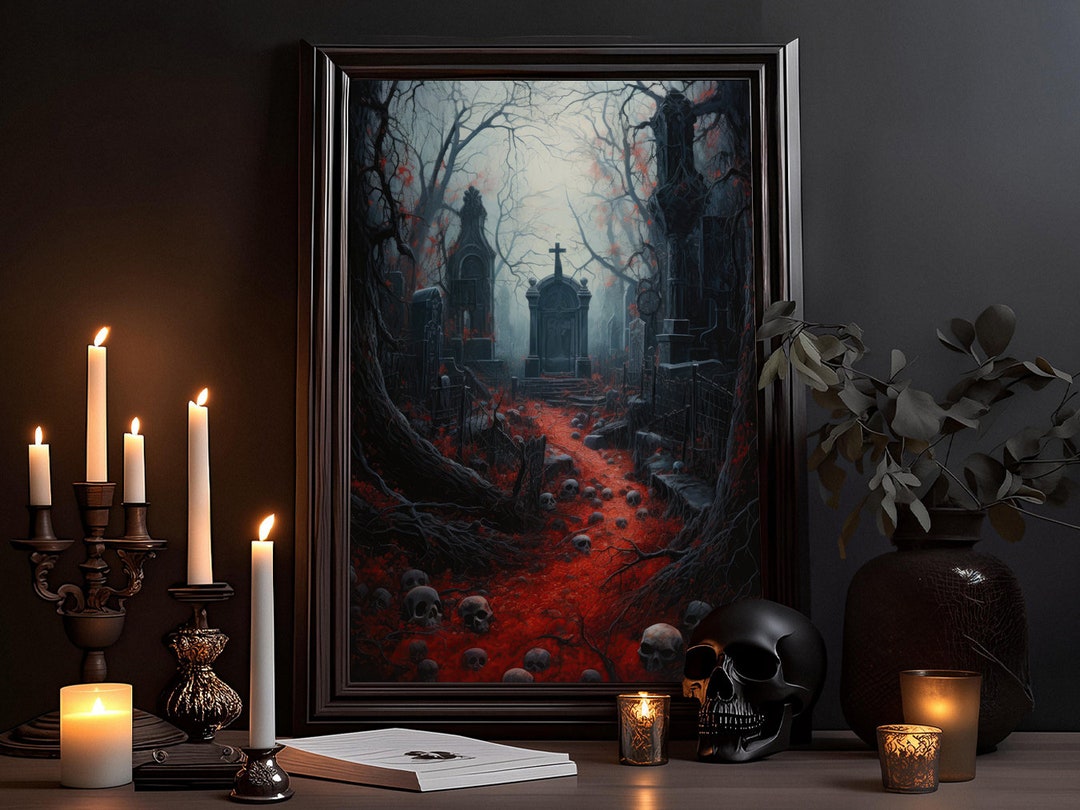 The Red Cemetery Printable Poster Design, Printable Wall Art, Halloween ...