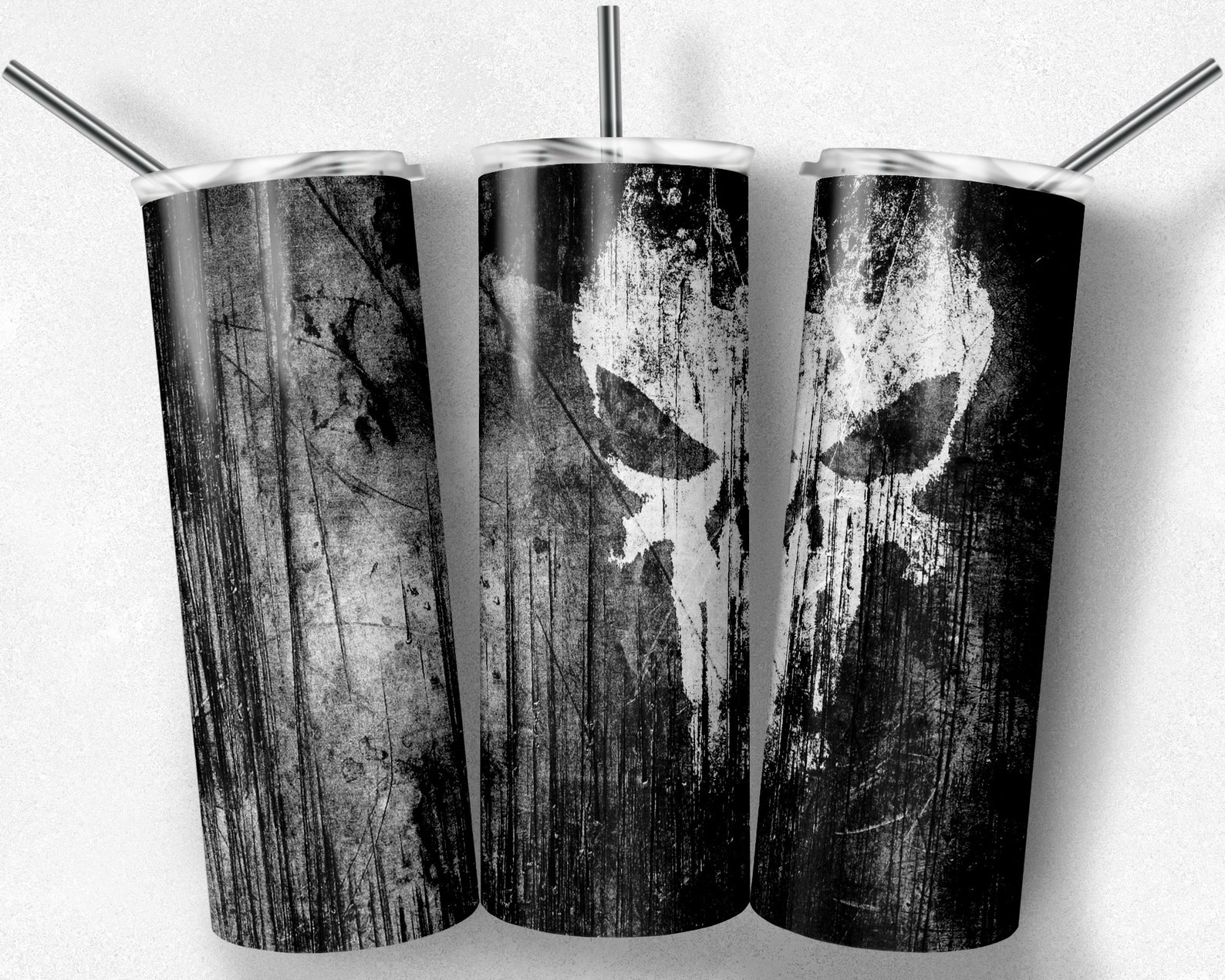 20 Oz Skinny Tumbler Sublimation Design Template Punisher - Etsy