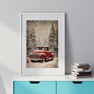Vintage Christmas Truck Printable Wall Art Design, Christmas Wall Art ...