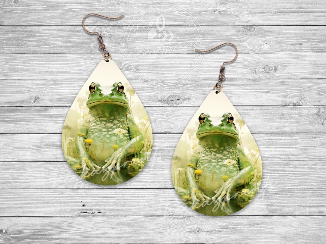 Green Bull Frog Teardrop Earring Design (digital Download) - Etsy