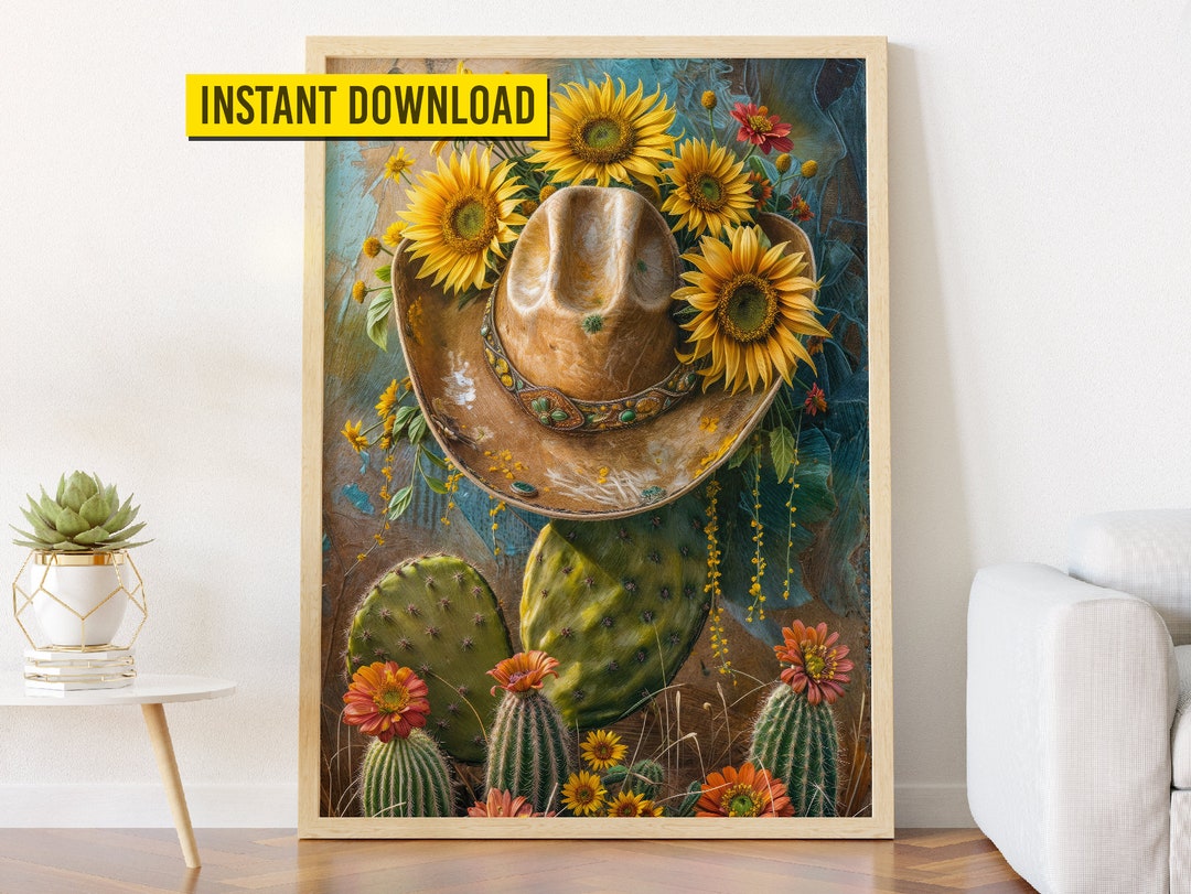 Cowboy Hat Digital Wall Art Design | Printable Western Wall Art ...