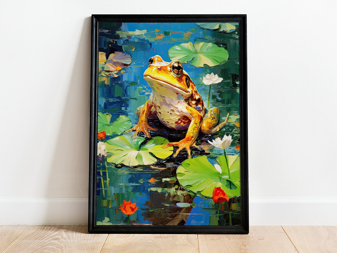 Bull Frog and Lily Pads Printable Wall Art, Nature Poster Print, Wild ...
