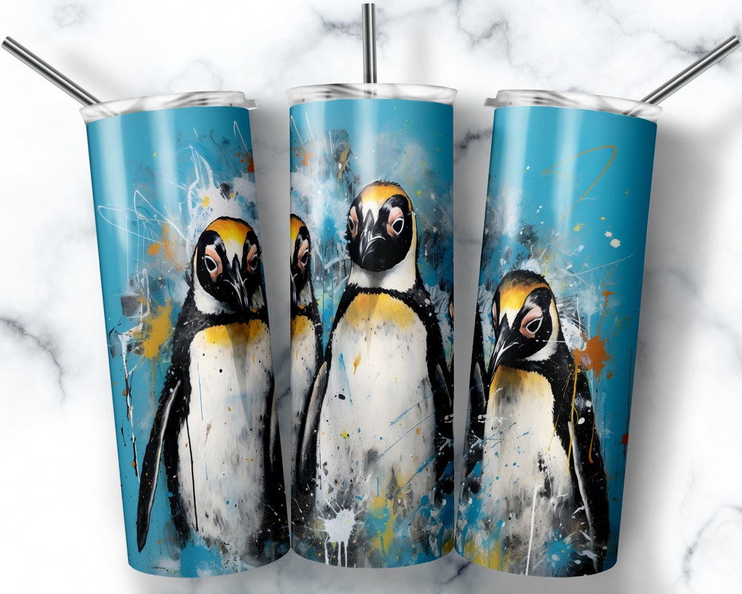 20 Oz Skinny Tumbler Sublimation Design Template Penguins Tumbler Straight Wrap Digital Download ...