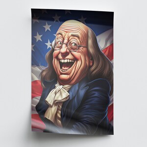 Benjamin Franklin Caricature Poster: Funny Printable Wall Art (digital ...