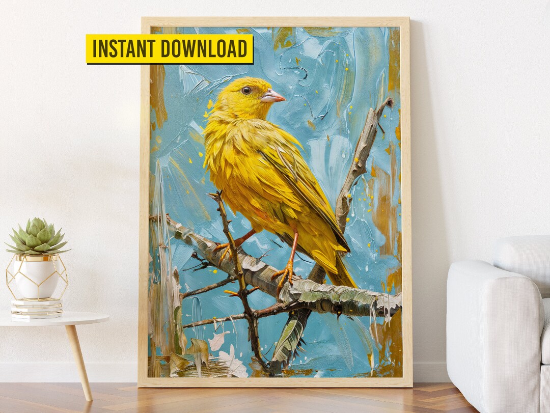 Canary Bird Painting: Yellow Nature Wall Art (digital Download) - Etsy