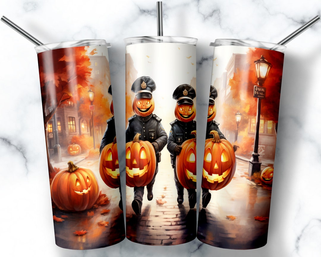 Halloween Police Pumpkins 20oz Tumbler Sublimation Design (digital ...