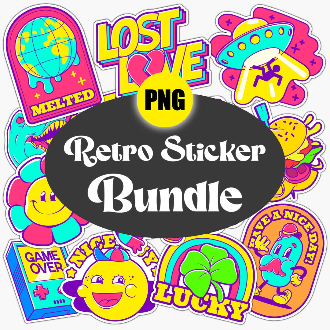 Retro Sticker Bundle Vector Art | Vintage | Variety | for Cricut ...