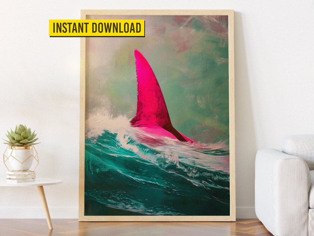 Shark Fin Digital Wall Art Design | Shark Printable Wall Art | Shark ...
