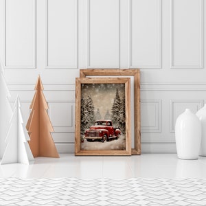 Vintage Christmas Truck Printable Wall Art Design, Christmas Wall Art ...