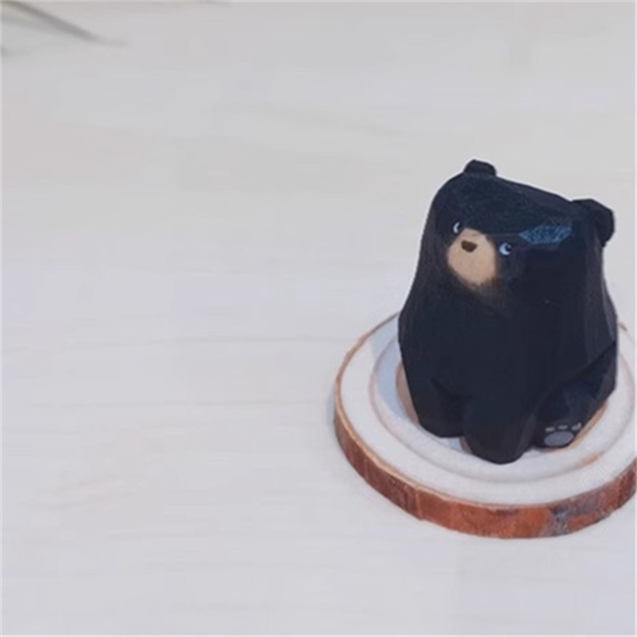 Handmade Cute Brown Bear Wood Carving, Biological Wooden Animal ...
