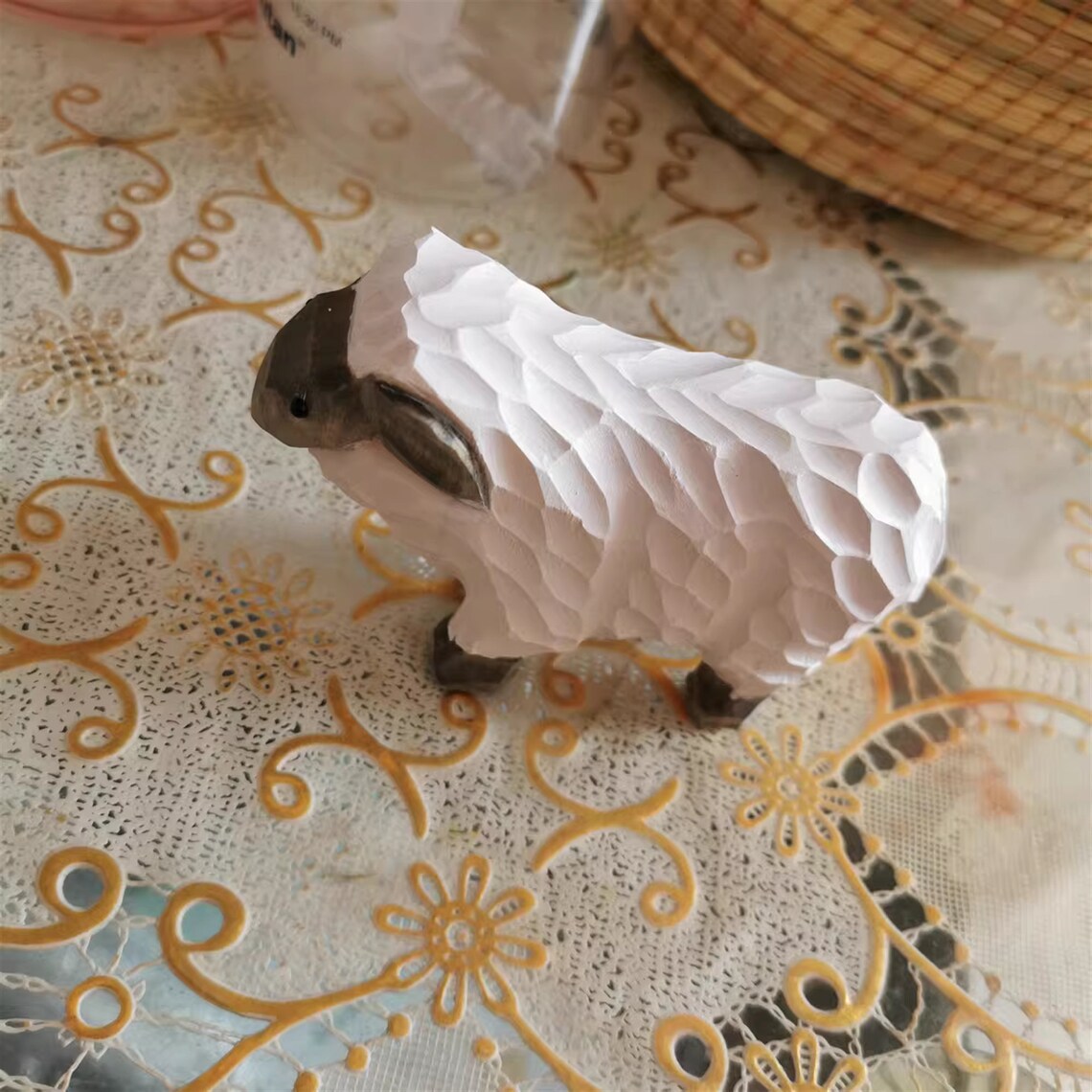 Handmade Wood Carving Sheep Cute Wood Sheep Sculpture White - Etsy