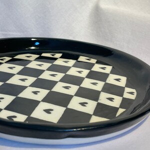 Black Checkered Plate Pink Checkered Plate Handpainted Plate Ceramic ...