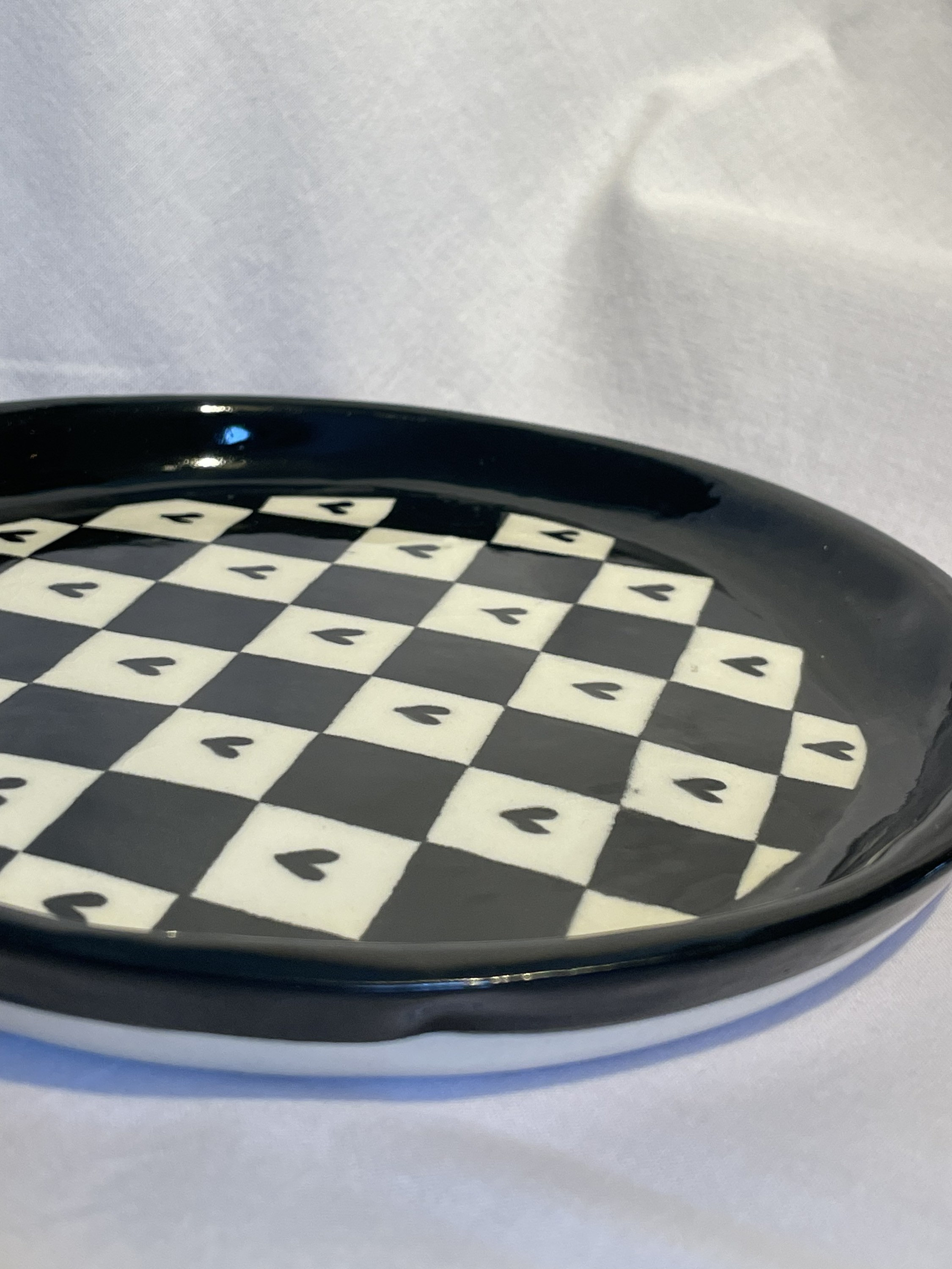 Black Checkered Plate | Pink Checkered Plate | Handpainted Plate ...