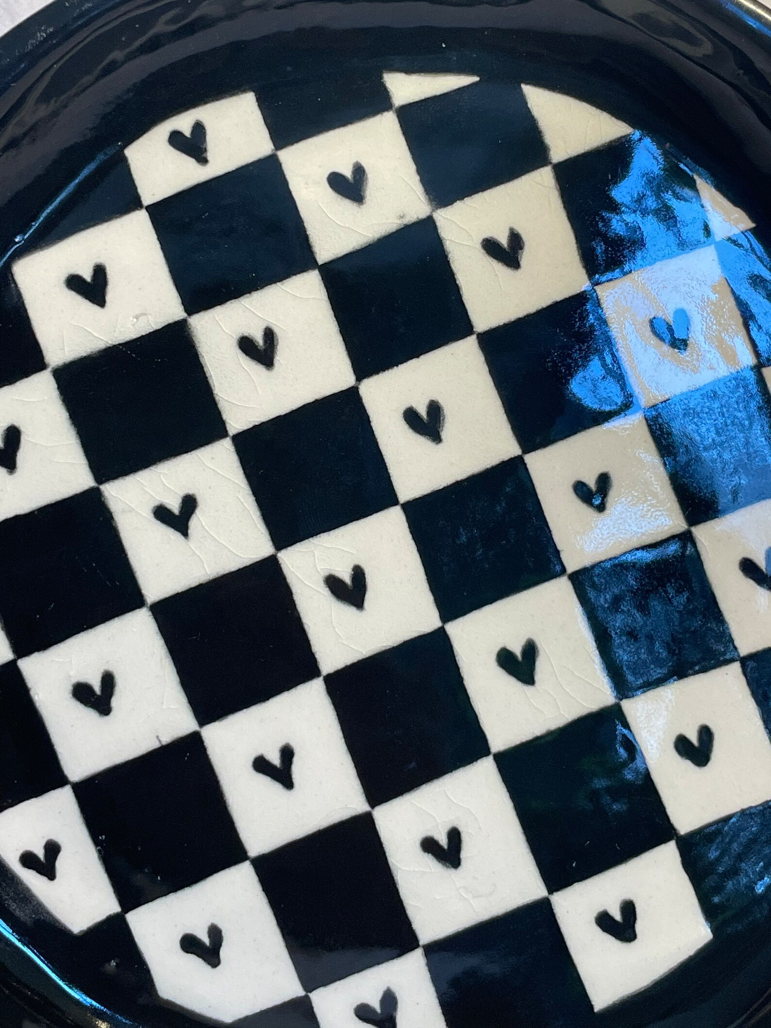 Black Checkered Plate | Pink Checkered Plate | Handpainted Plate ...