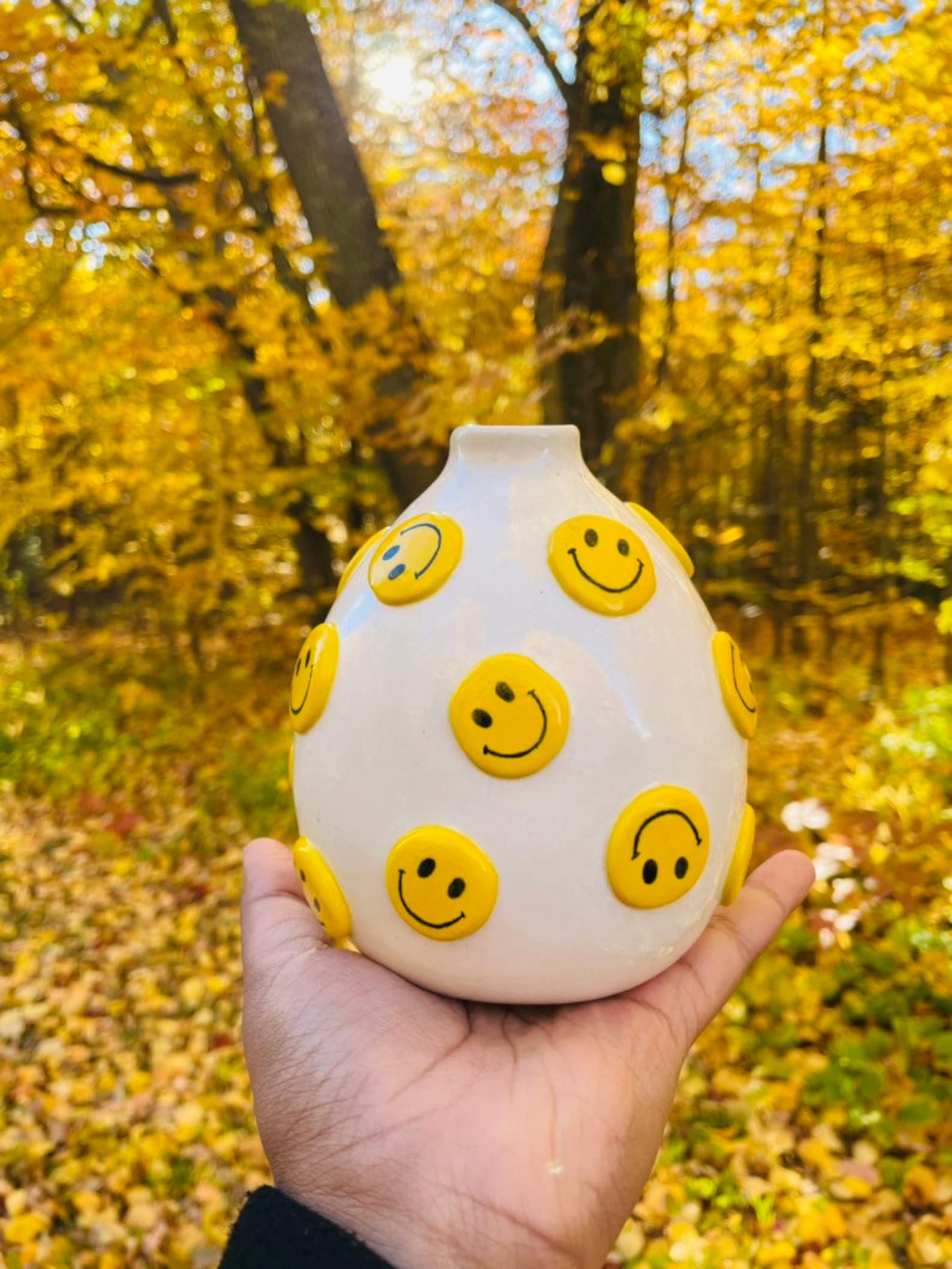 Smiley Vase Hand Made Vase Cute Vase Cute Smiley Vase Yellow Vase Funky ...