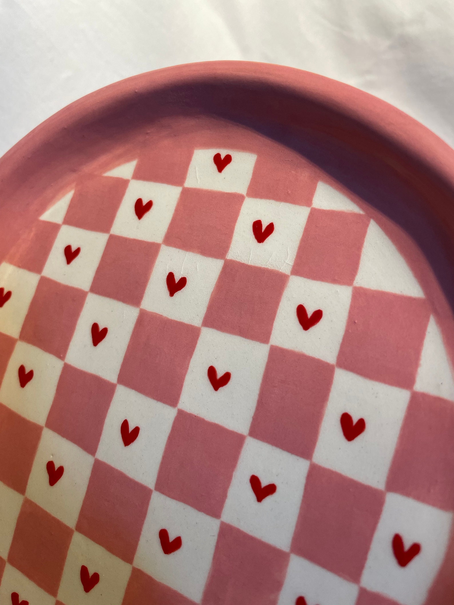 Black Checkered Plate | Pink Checkered Plate | Handpainted Plate ...