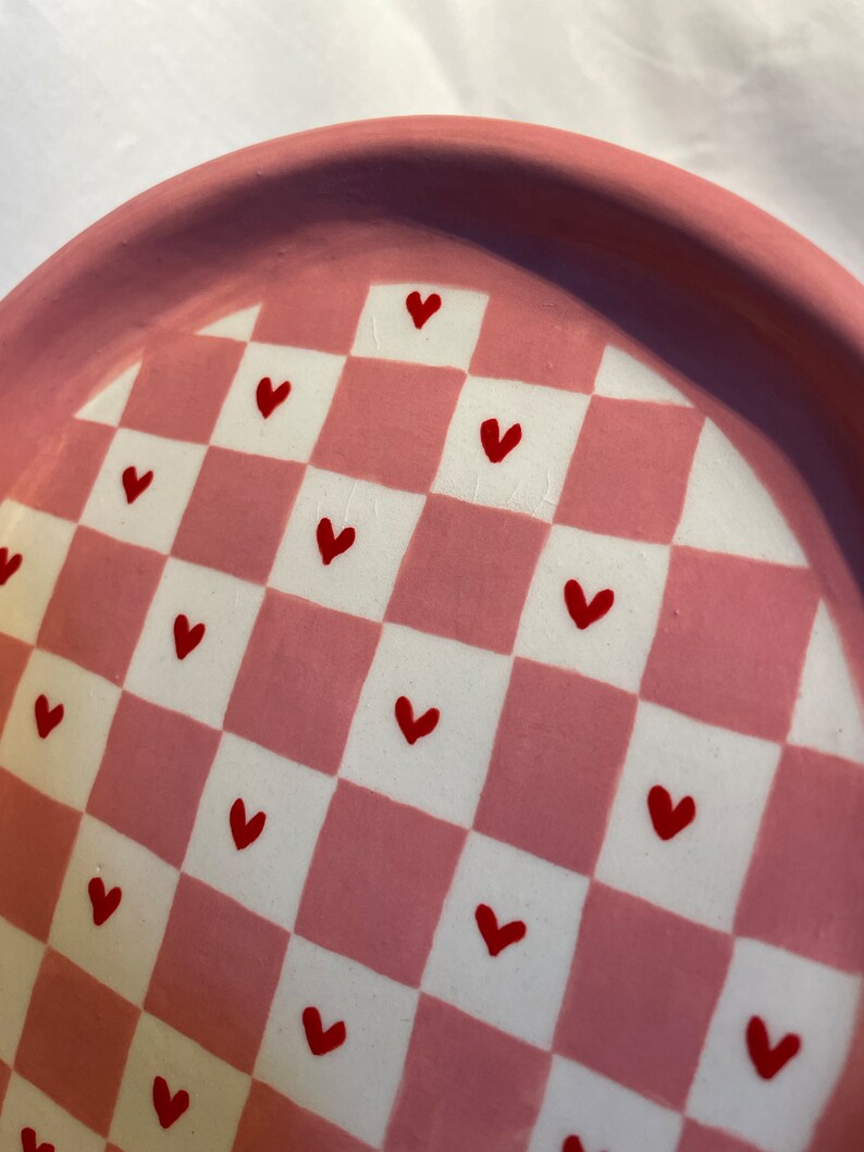 Black Checkered Plate | Pink Checkered Plate | Handpainted Plate ...