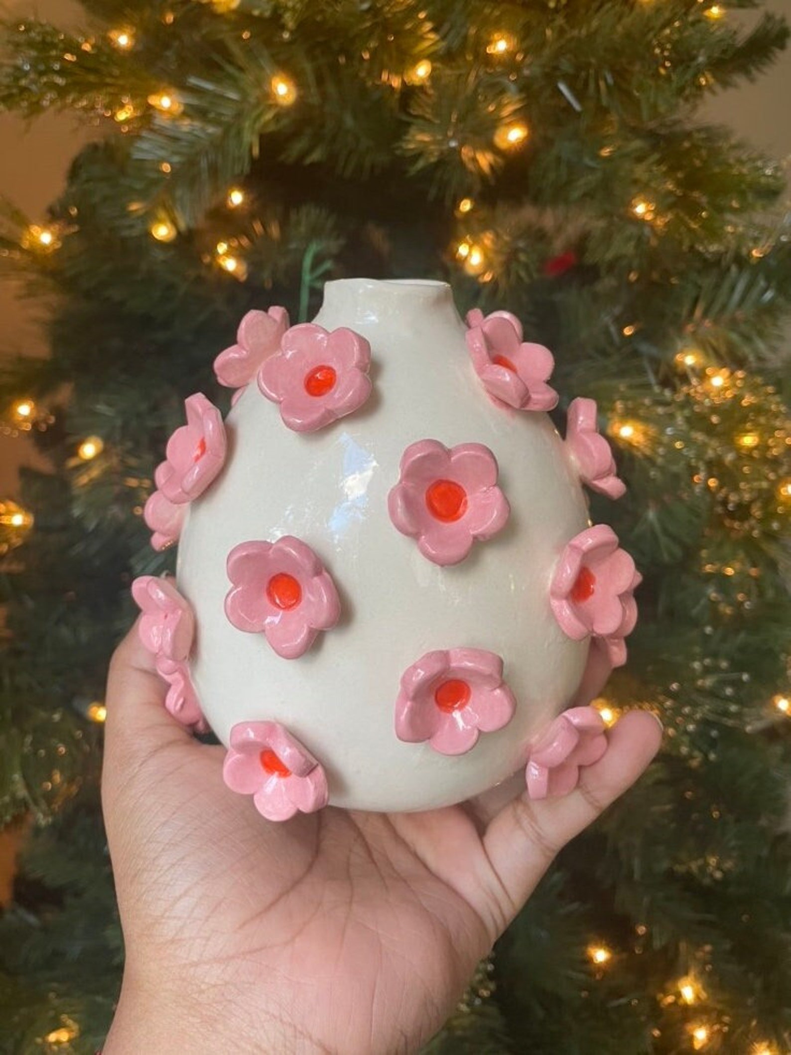 Pink Flower Vase | Hand Made | Pink Flower Vase | Vase | Cute Vase ...