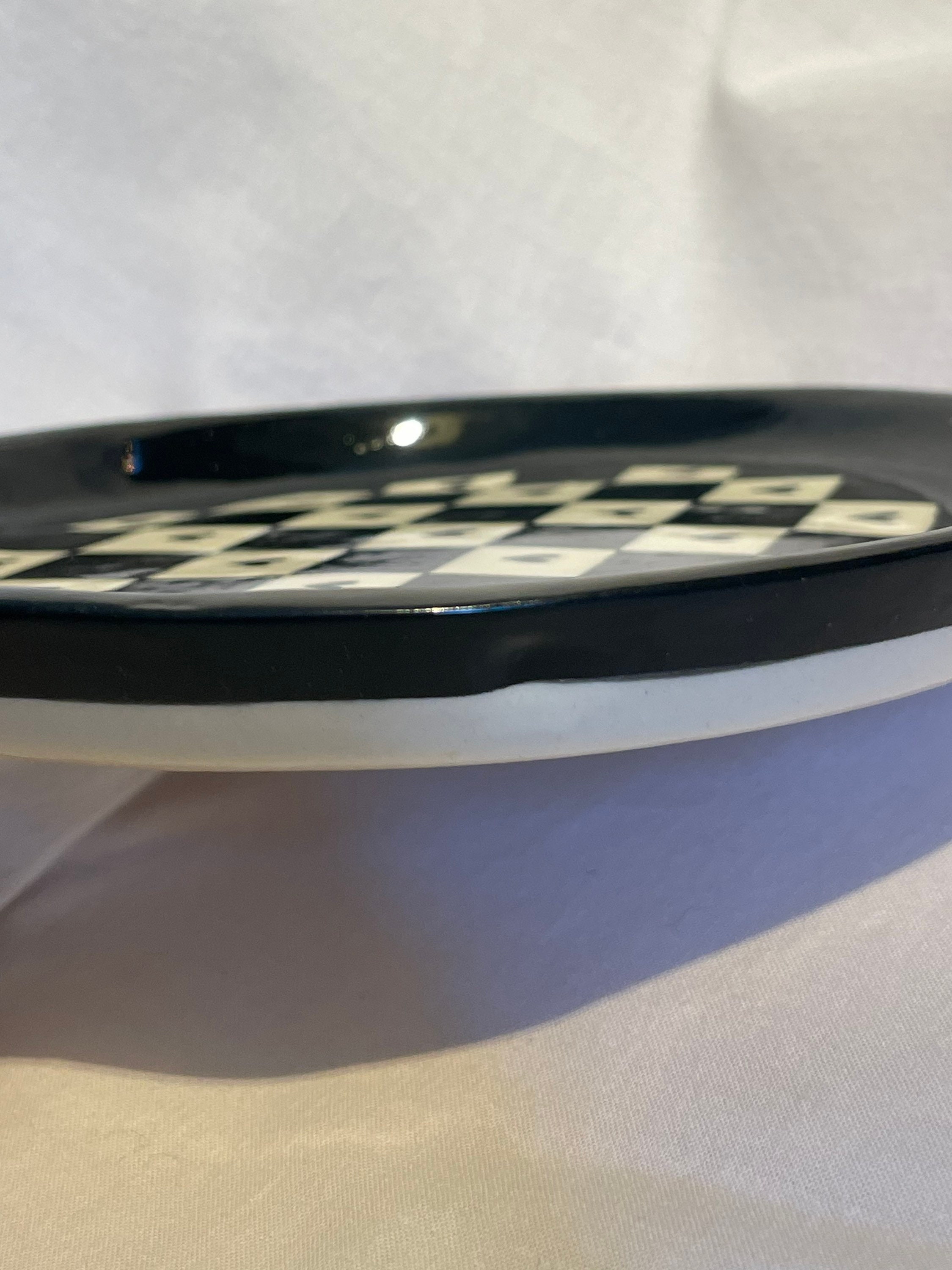 Black Checkered Plate | Pink Checkered Plate | Handpainted Plate ...