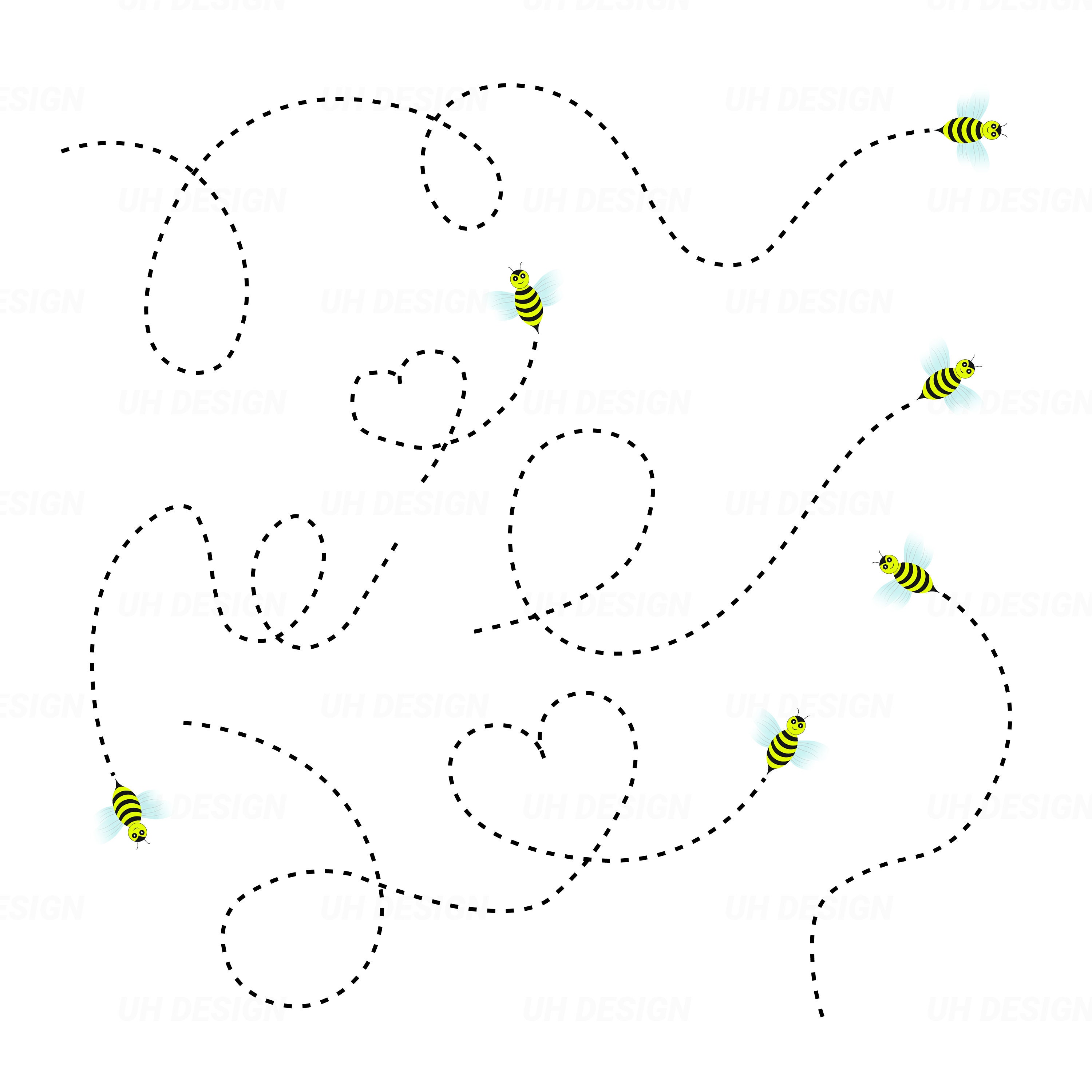 Bee Paths Clipart SVG Digital Instant Download for Cricut, Silhouette ...