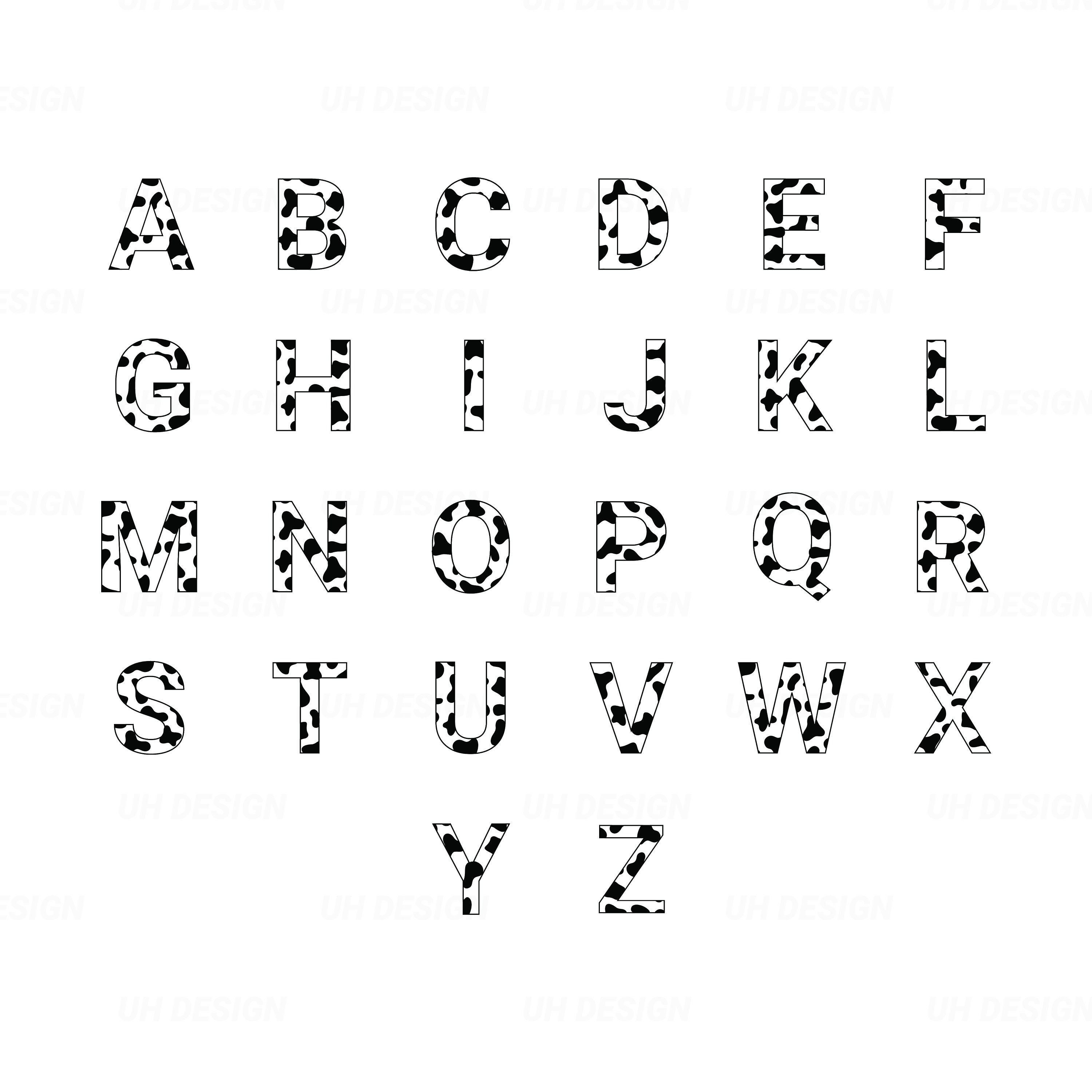 Cow Alphabet Letters Characters Name Pattern SVG Digital Instant ...