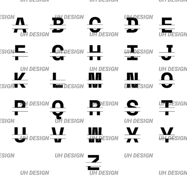 Split Monogram Alphabet SVG Digital Instant Download for - Etsy