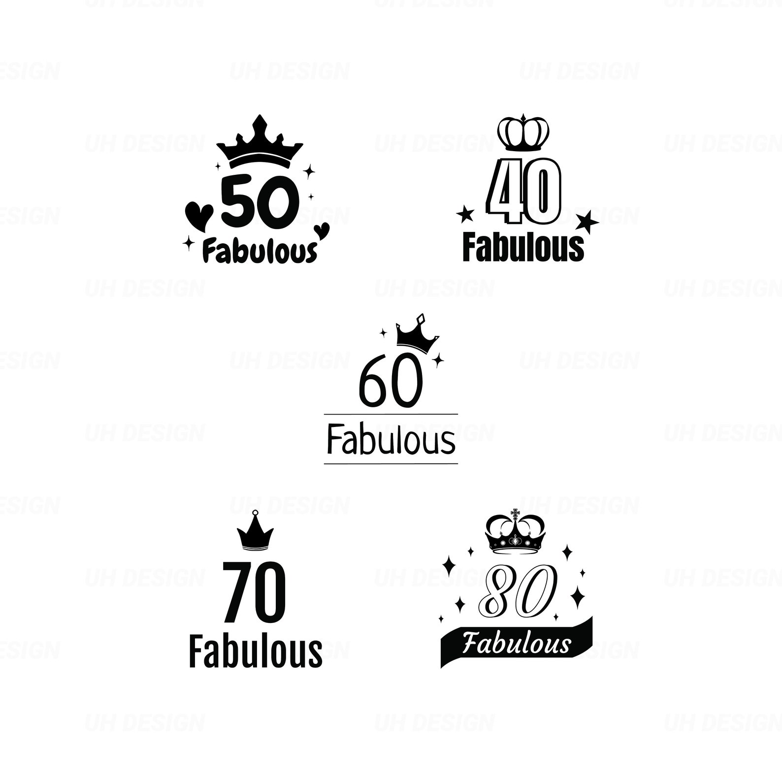Fabulous Birthday Happy Birthday Forty Fifty Sixty Seventy Eighty SVG ...