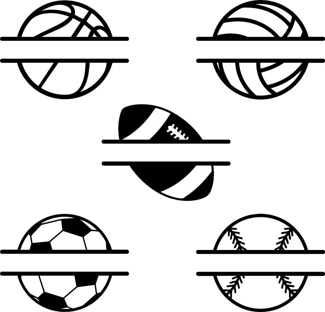 Monogram Ball Football Basketball Soccer Baseball Volleyball SVG ...