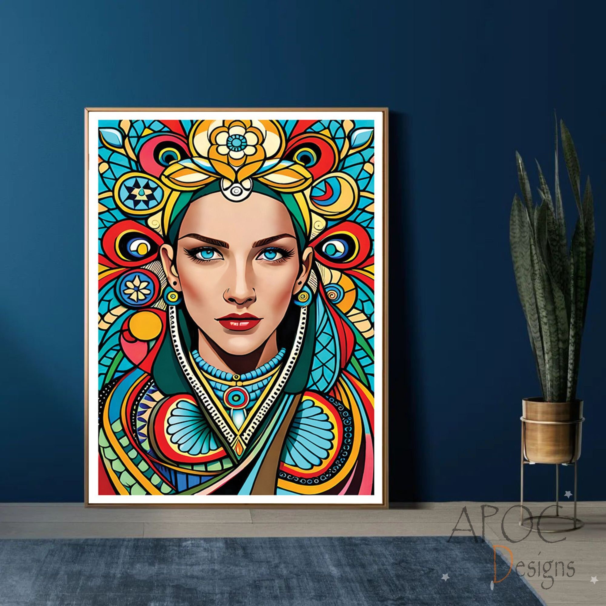Colorful Abstract Woman Face Print, Printable Face Art, Woman Face Wall ...