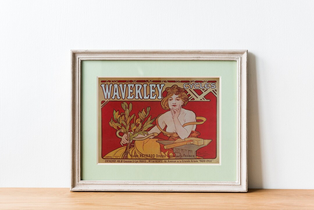 Alphonse Mucha, Cycles Waverley Paris, Print, Poster, Fine Art, Canvas ...