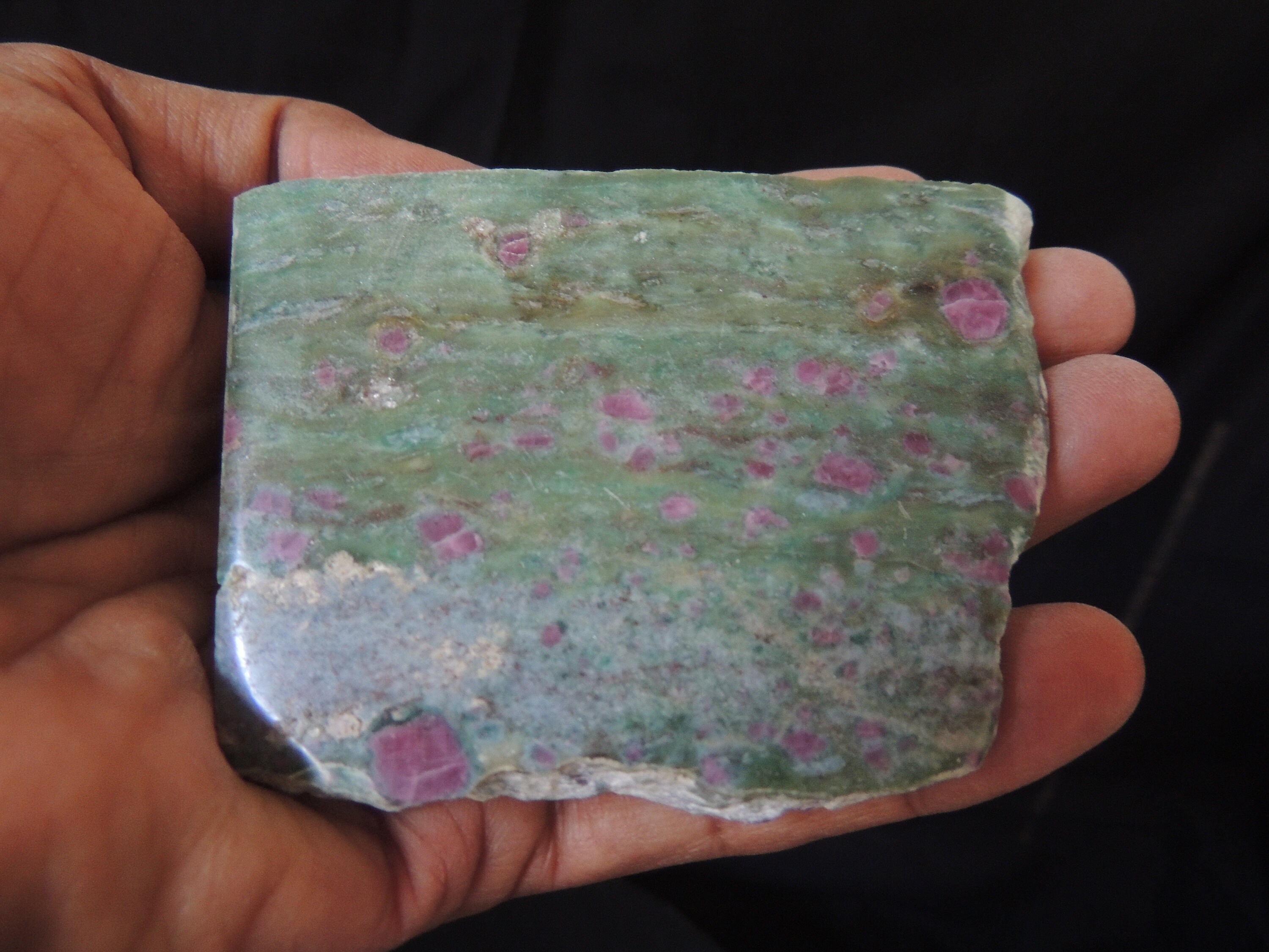 Ruby Fuchsite / Zoisite anyolite Irregular Shape One Side Fine Polished Plate Full of Beautiful ...