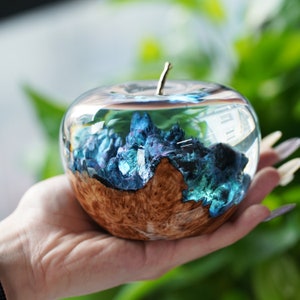 Wooden and Resin Apple Ornament,desk Decoration,resin Wood Home Decor ...