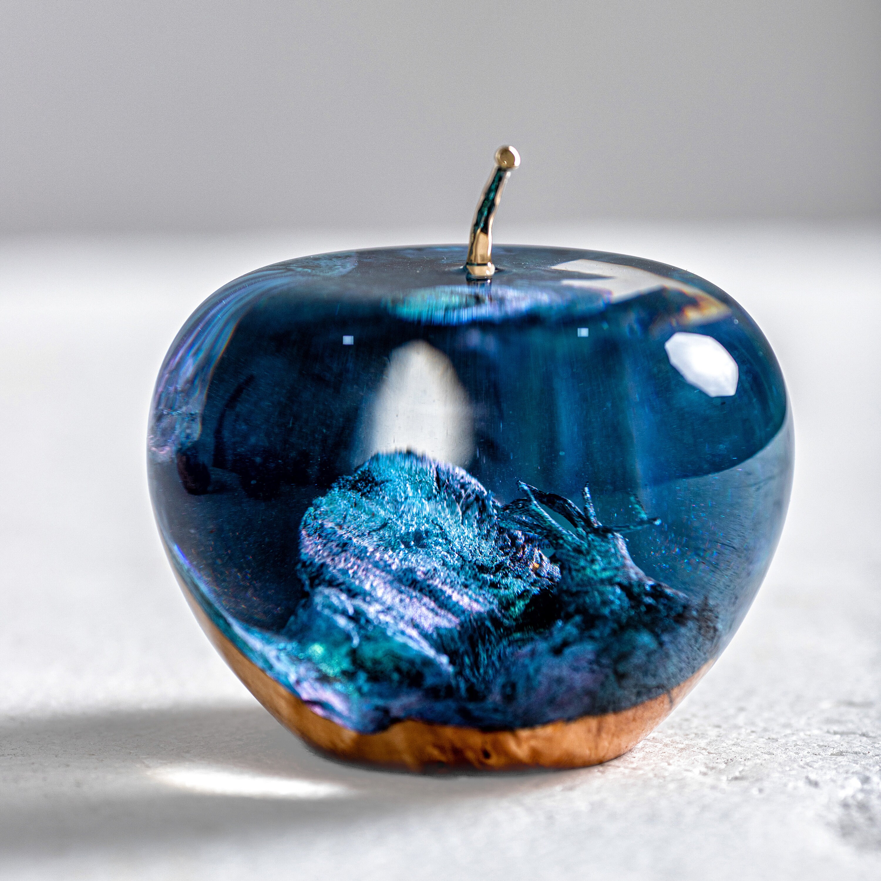 Wooden and Resin Apple Ornament,desk Decoration,resin Wood Home Decor ...