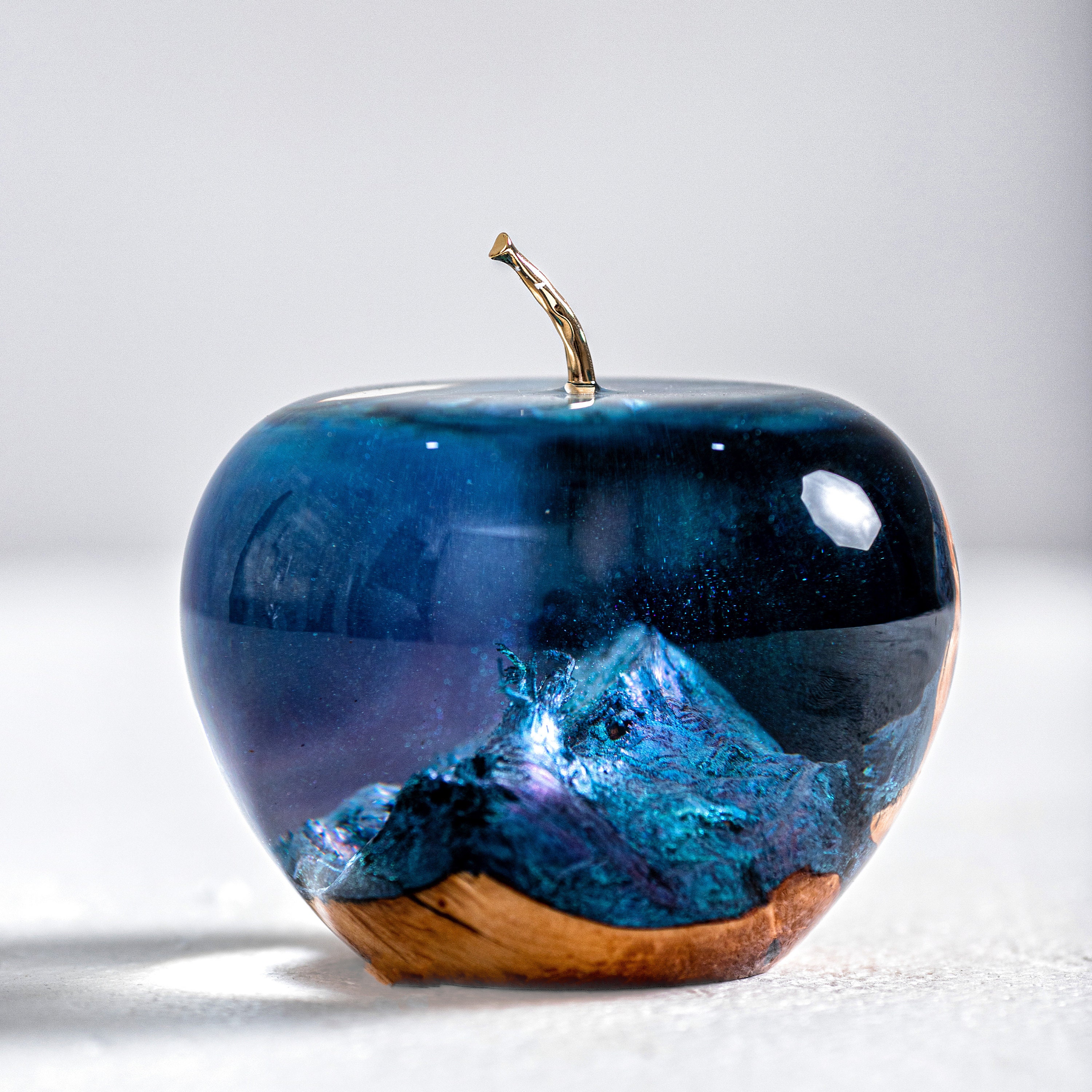 Wooden and Resin Apple Ornament,desk Decoration,resin Wood Home Decor ...