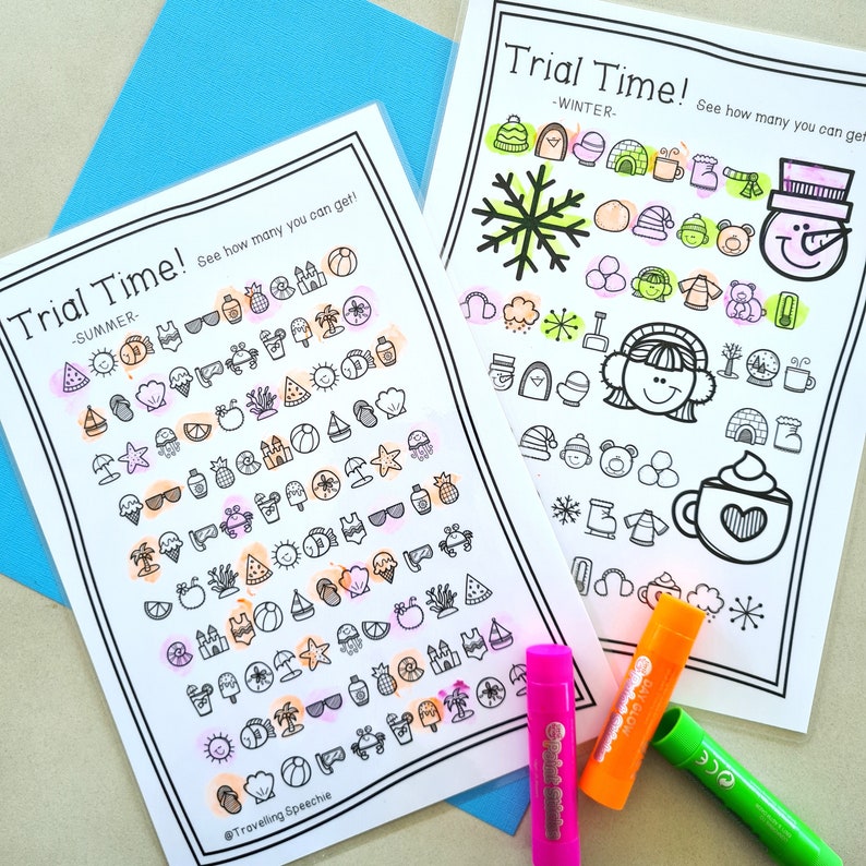 Seasons Speech Therapy Printable: 100 Trials Reward Chart (PDF) No Prep ...