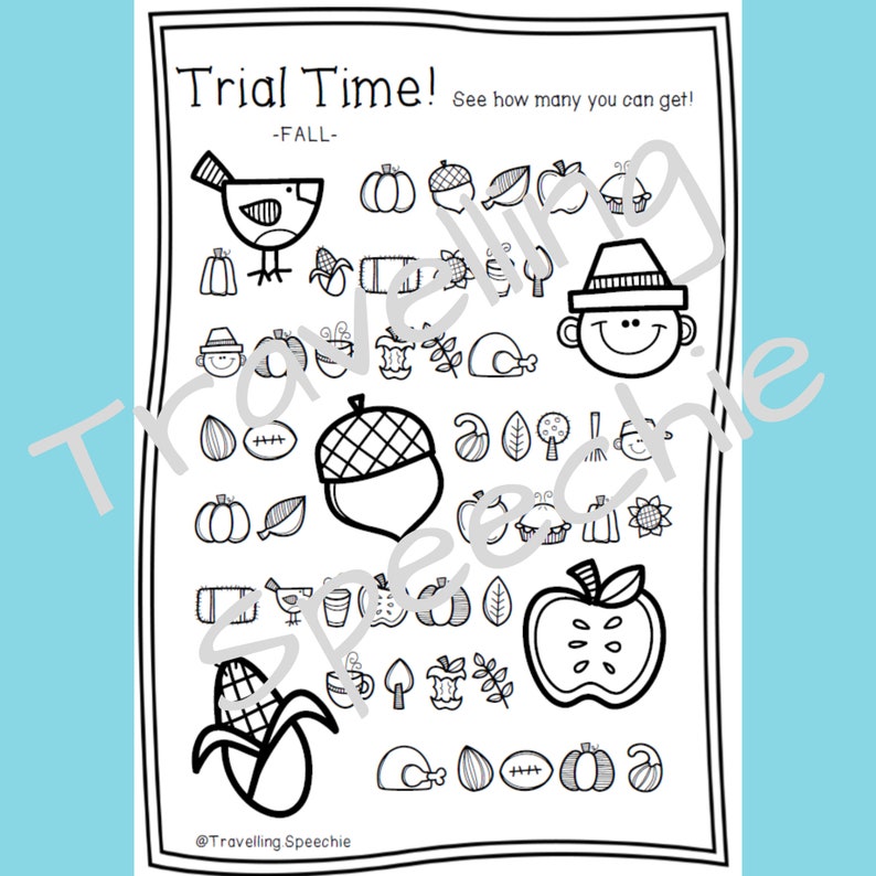 Seasons Speech Therapy Printable: 100 Trials Reward Chart (PDF) No Prep ...