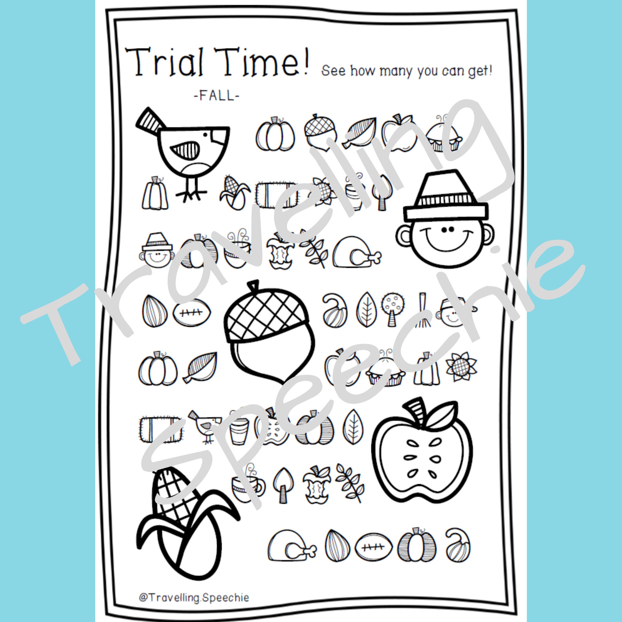 Seasons Speech Therapy Printable: 100 Trials Reward Chart (PDF) No Prep ...