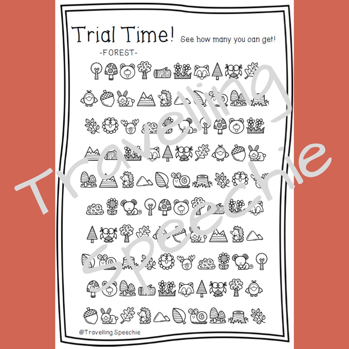 100 TRIALS Outdoor Camping Themed Speech Therapy | Reward Chart ...