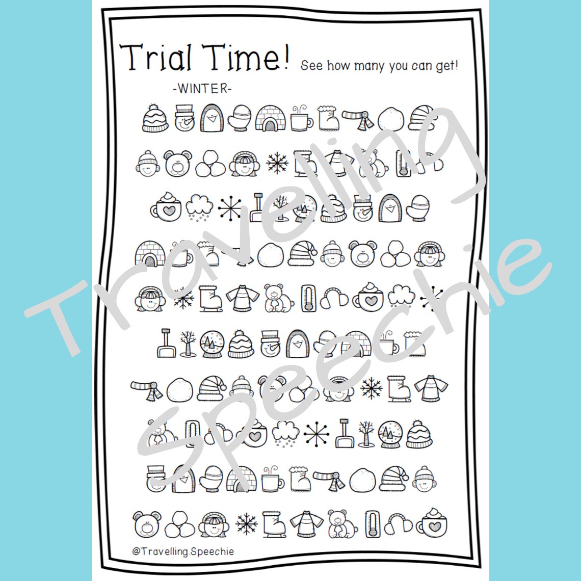 Seasons Speech Therapy Printable: 100 Trials Reward Chart (PDF) No Prep ...