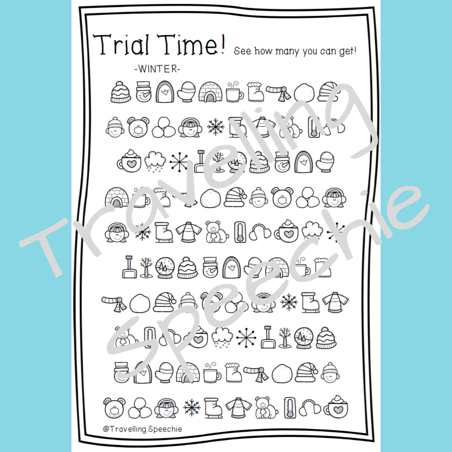 Seasons Speech Therapy Printable: 100 Trials Reward Chart (PDF) No Prep ...