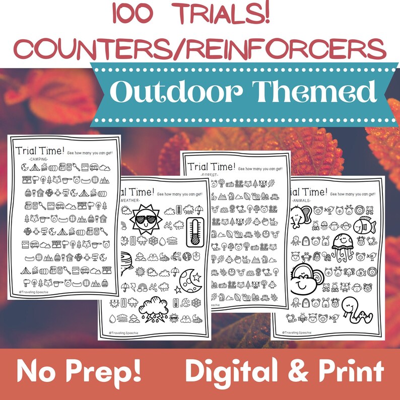 100 TRIALS Outdoor Themed Counters Reinforcers Speech Therapy - Etsy