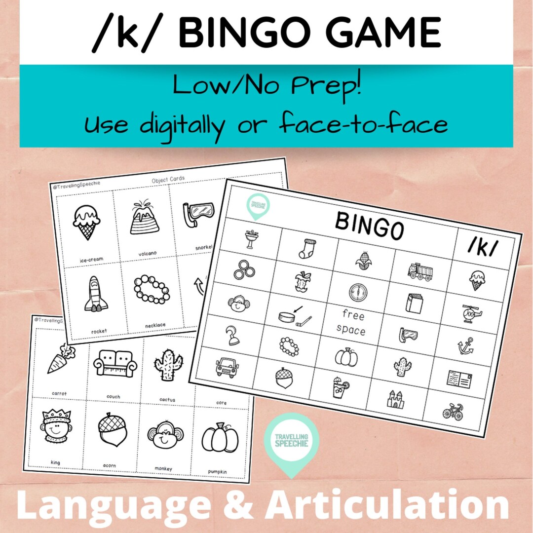 K BINGO ARTIC Speech Therapy Articulation Phonology Language - Etsy ...