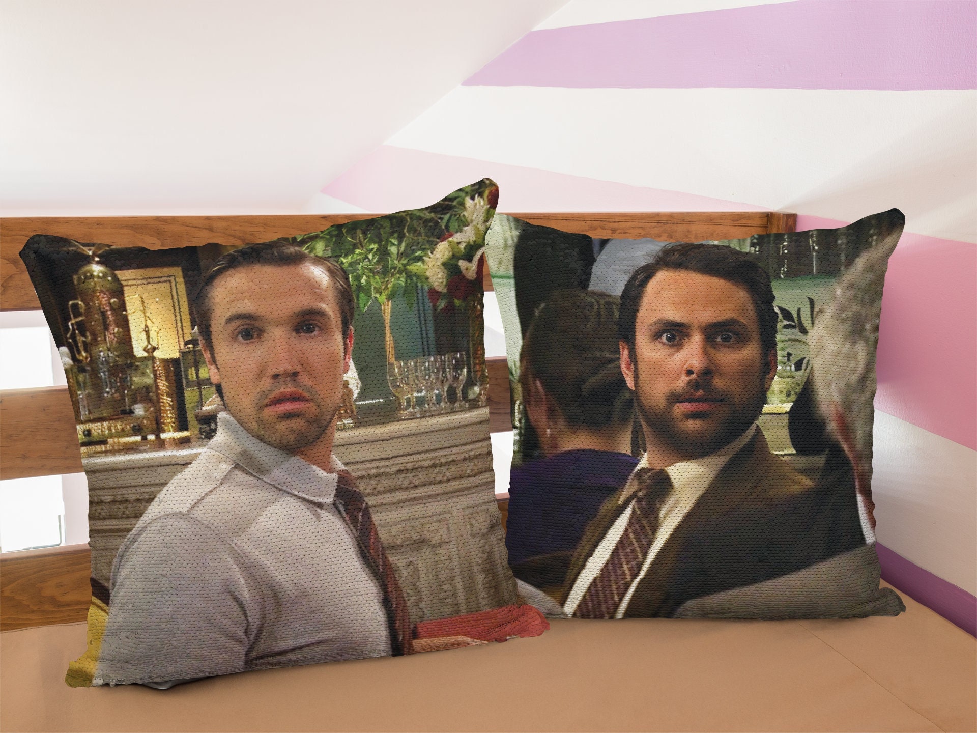 Mac and Charlie Staring Sequin Pillow Cover, Funny Mac and Charlier ...