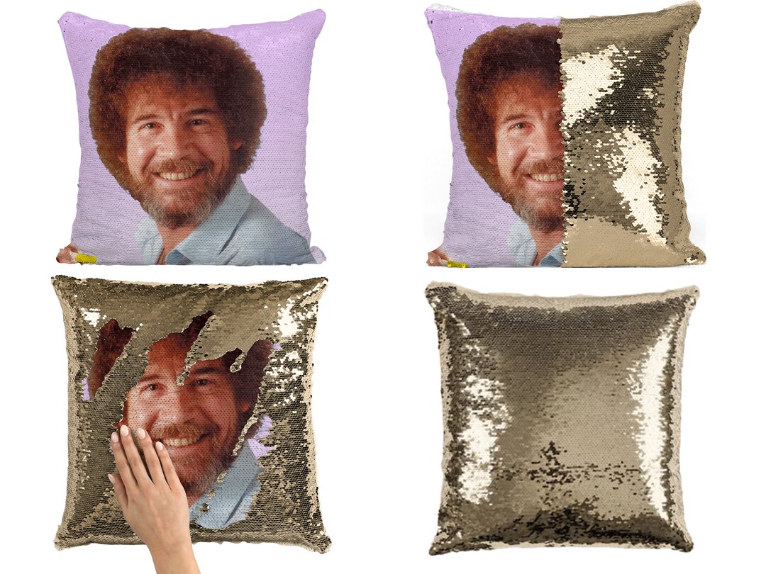 Bob Ross Sequin Pillow Cover, Flip Sequin Pillowcase, Cool Bob Ross ...