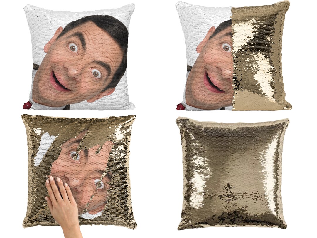 Rowan Atkinson Sequin Pillow Cover, Flip Sequin Pillowcase, Funny ...