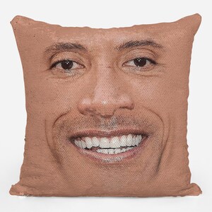 The Rock Meme Face Sequin Pillow Cover, Funny the Rock Face Flip Sequin ...